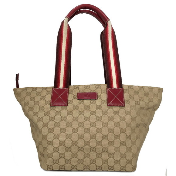 Gucci | Bags | Gucci Pattern Trapezoid Tote Red Handbag Gg Beige | Poshmark